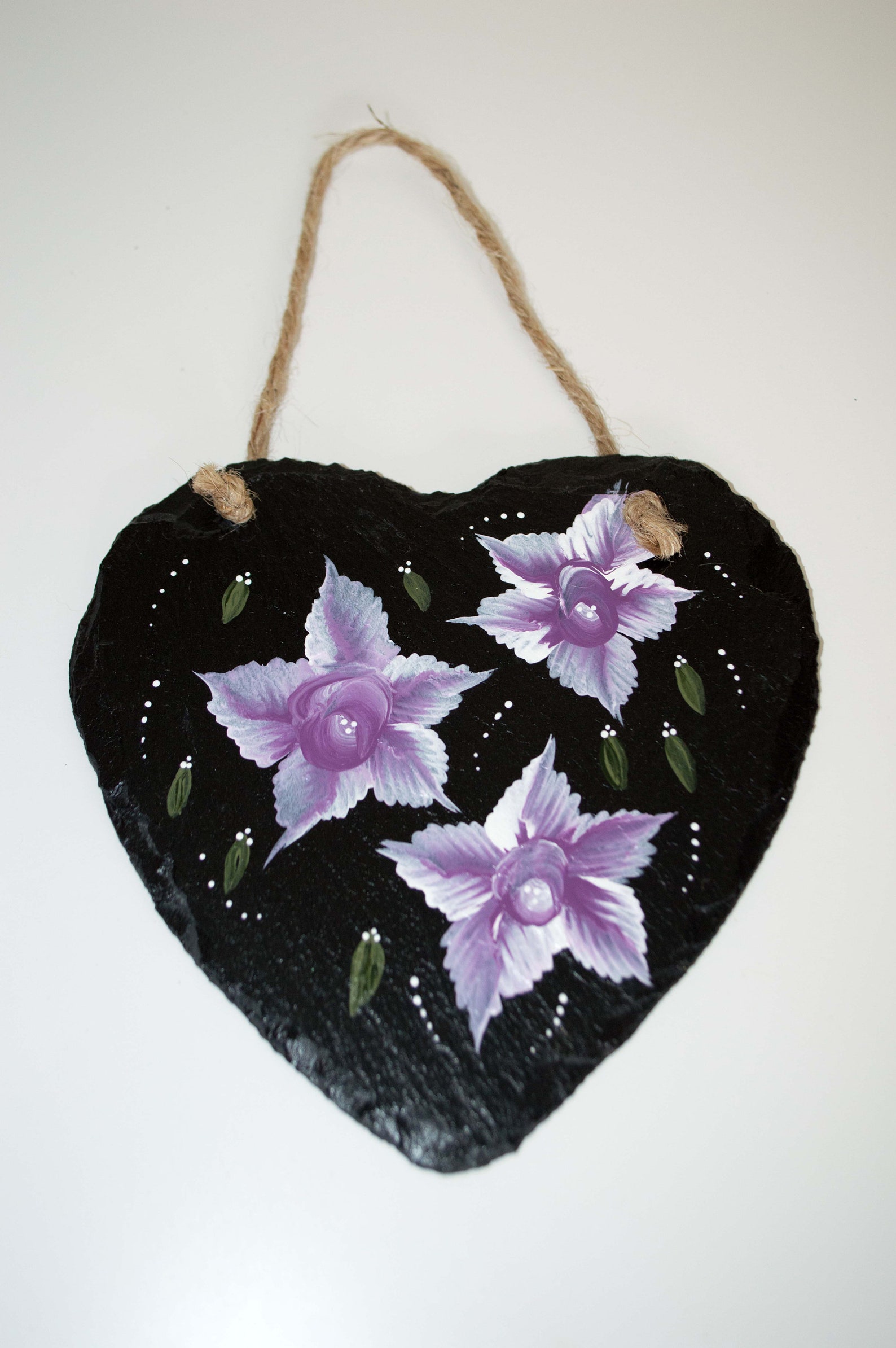 Hand Painted Slate Hanging Heart - Etsy UK