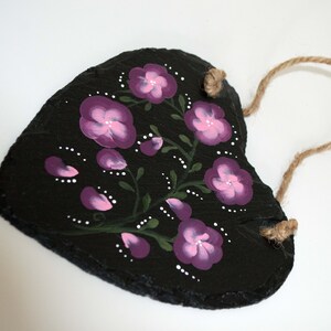 Hand Painted Slate Hanging Heart - Etsy UK