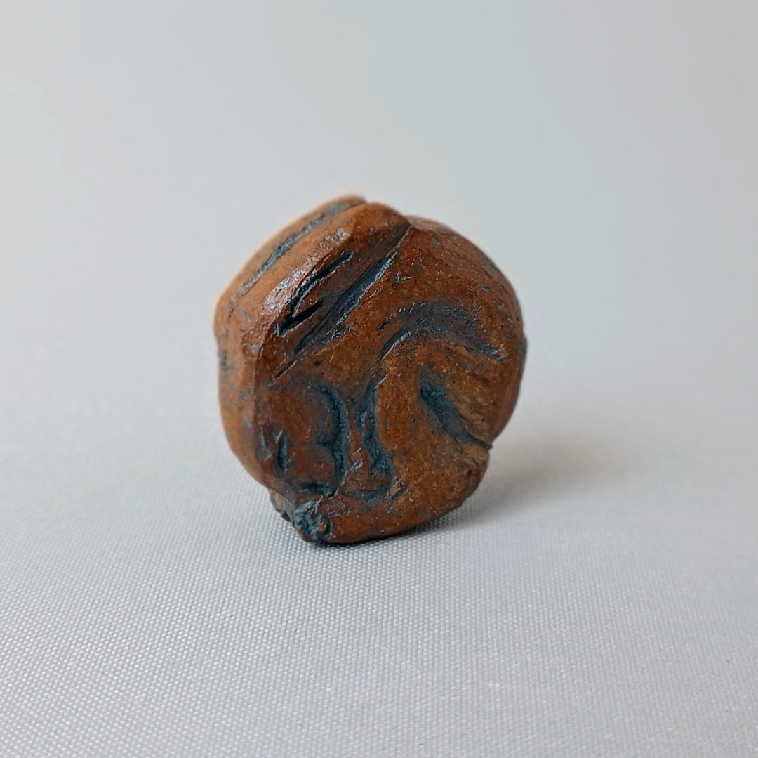 Small Hand Carved Stoneware Ceramic Rabbit Grounding Token - Reduction ...