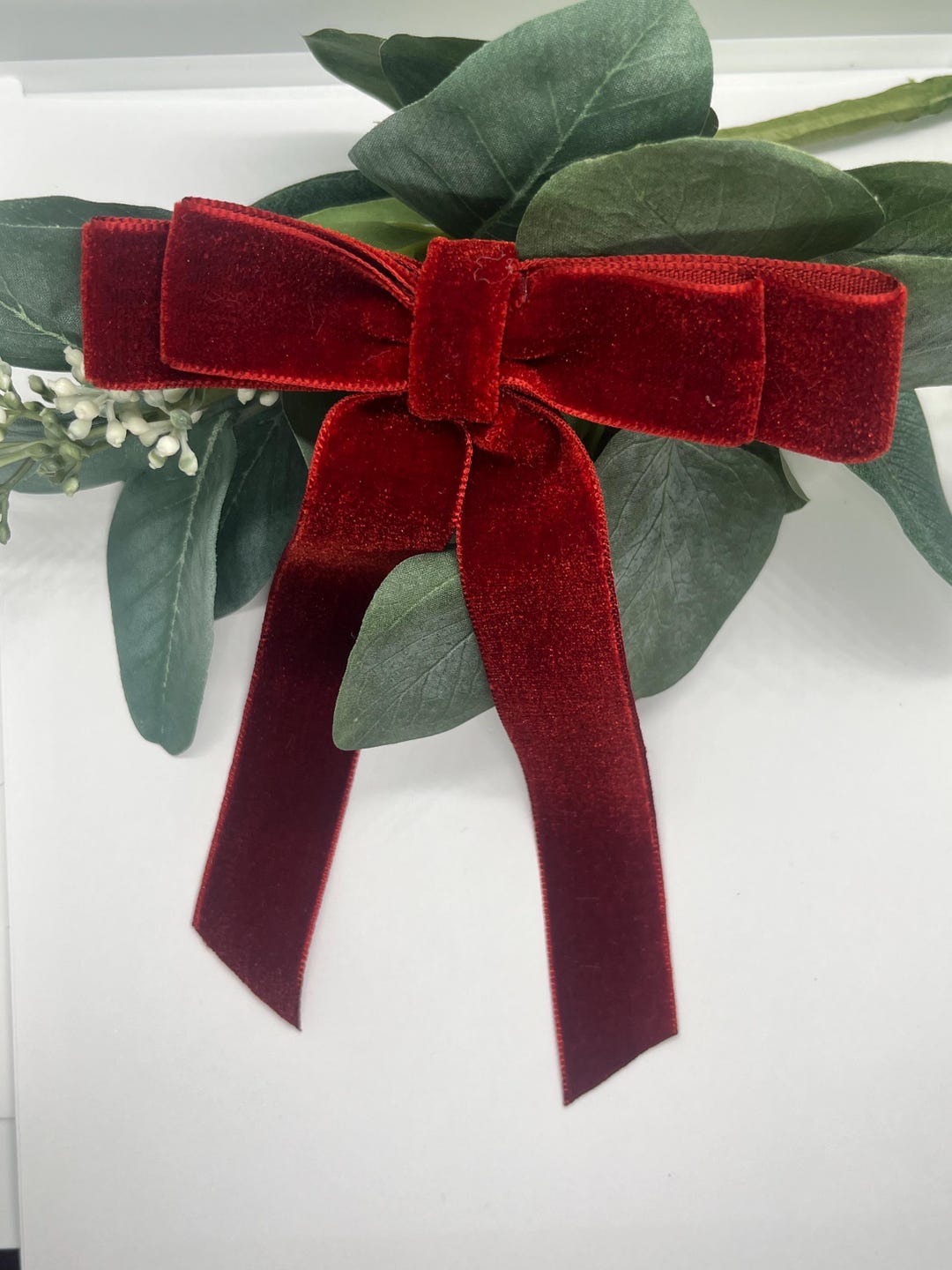 Velvet Long Tail Hair Bow, Garnet Red Velvet Hair Bow, Hair Bows for ...