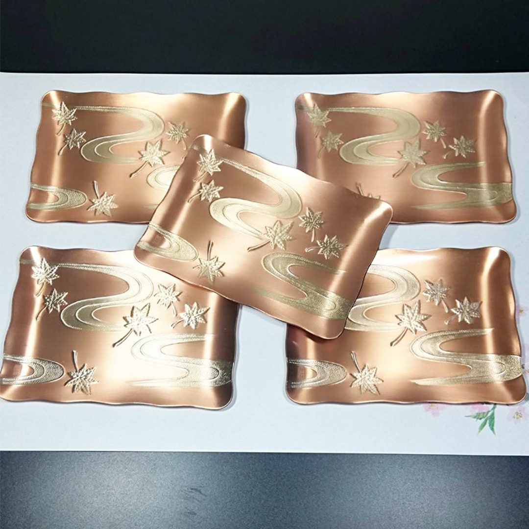 Japan's Best Pure Copper Plate With Autumn Leaves Design Vintage - Etsy