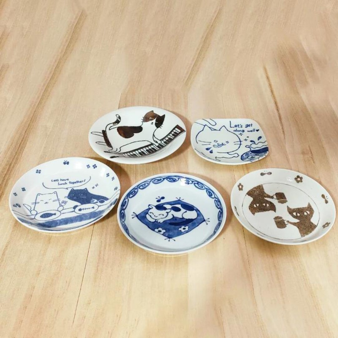 Mino Ware Kawaii Cat Plate Set of 5 Designs Made in Japan - Etsy