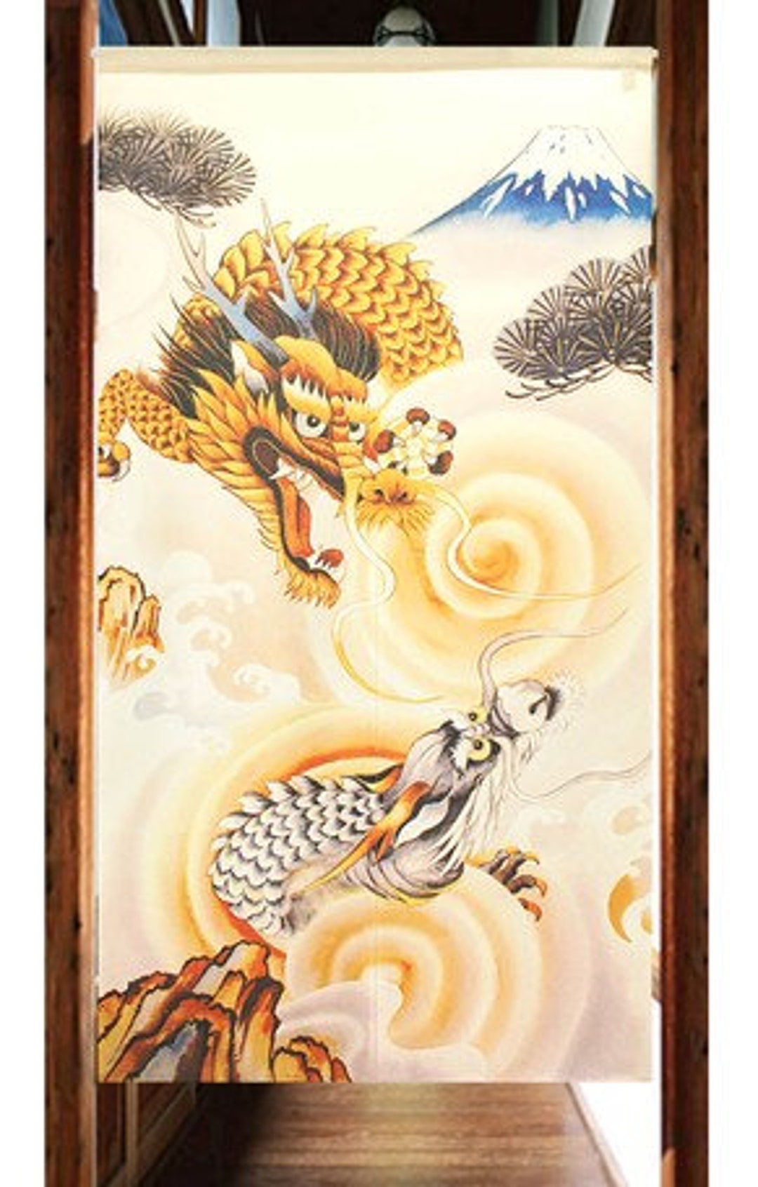 Noren Tapestry "two Dragons_mt. Fuji" [made in Japan] Japanese-style ...