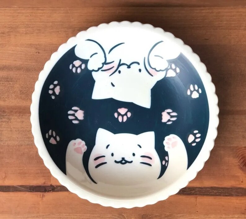 Mino Ware Kitty Cat Meow Plate Set Made in Japan - Etsy