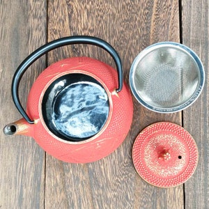 Nambu Tekki Iron Kettle Kyusu Teapot Chusonji Gold/red 300ml - Etsy