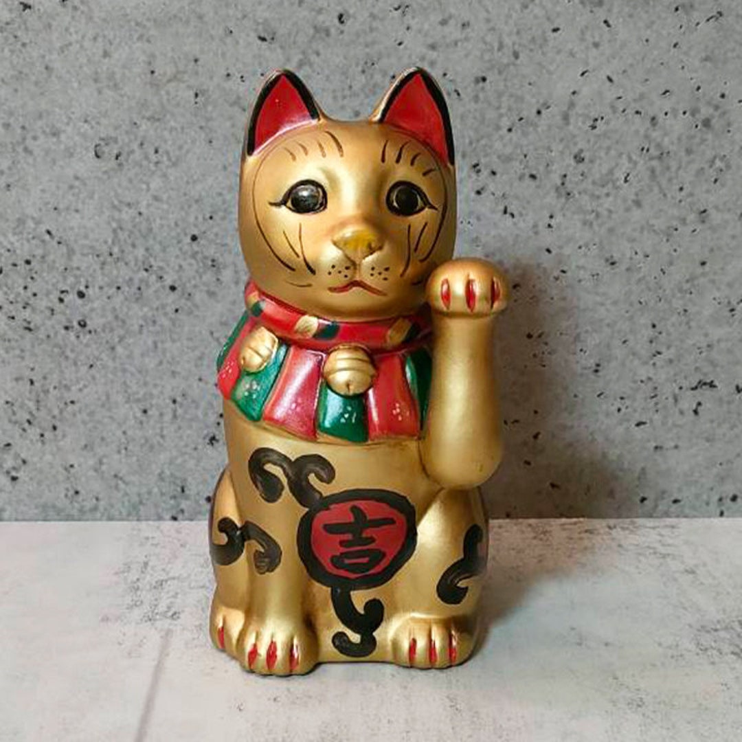 Seto Ware MANEKINEKO Gold Beckoning Cat Lucky Cat - Etsy