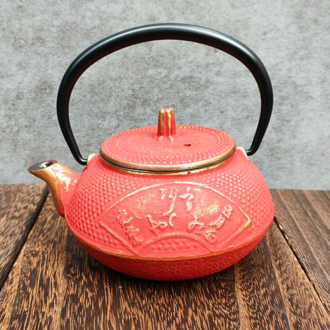 Nambu Tekki Iron Kettle Kyusu Teapot Chusonji Gold/red 300ml - Etsy