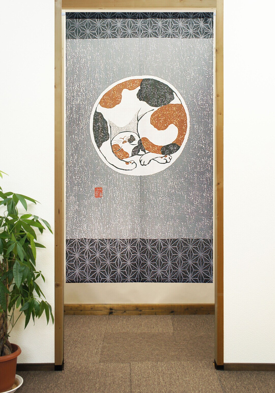 Noren Tapestry Japanese Kawaii Round Cat Design - Etsy