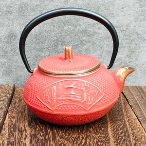 Nambu Tekki Iron Kettle Kyusu Teapot Chusonji Gold/red 300ml - Etsy