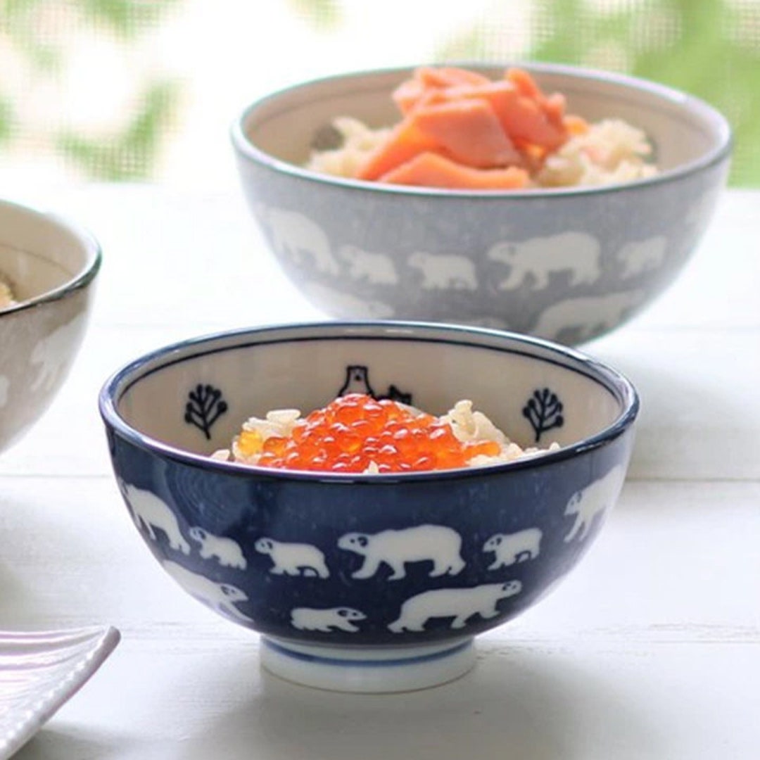 Mino Ware Japanese Traditional Rice Bowl Kawaii Polar Bear Made in ...