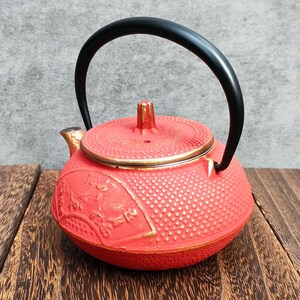 Nambu Tekki Iron Kettle Kyusu Teapot Chusonji Gold/red 300ml - Etsy