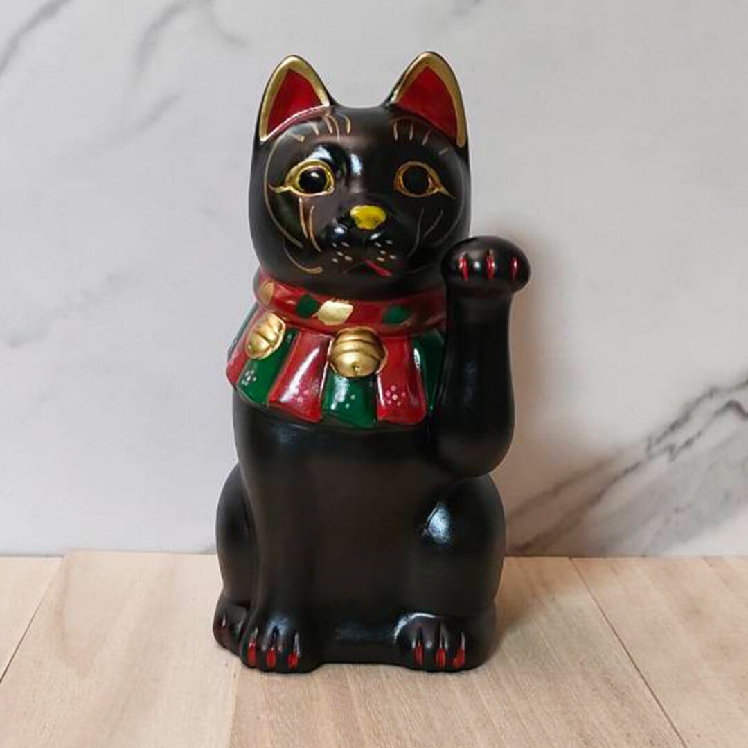 Seto Ware Manekineko Beckoning Lucky Cat Black Made in Japan - Etsy