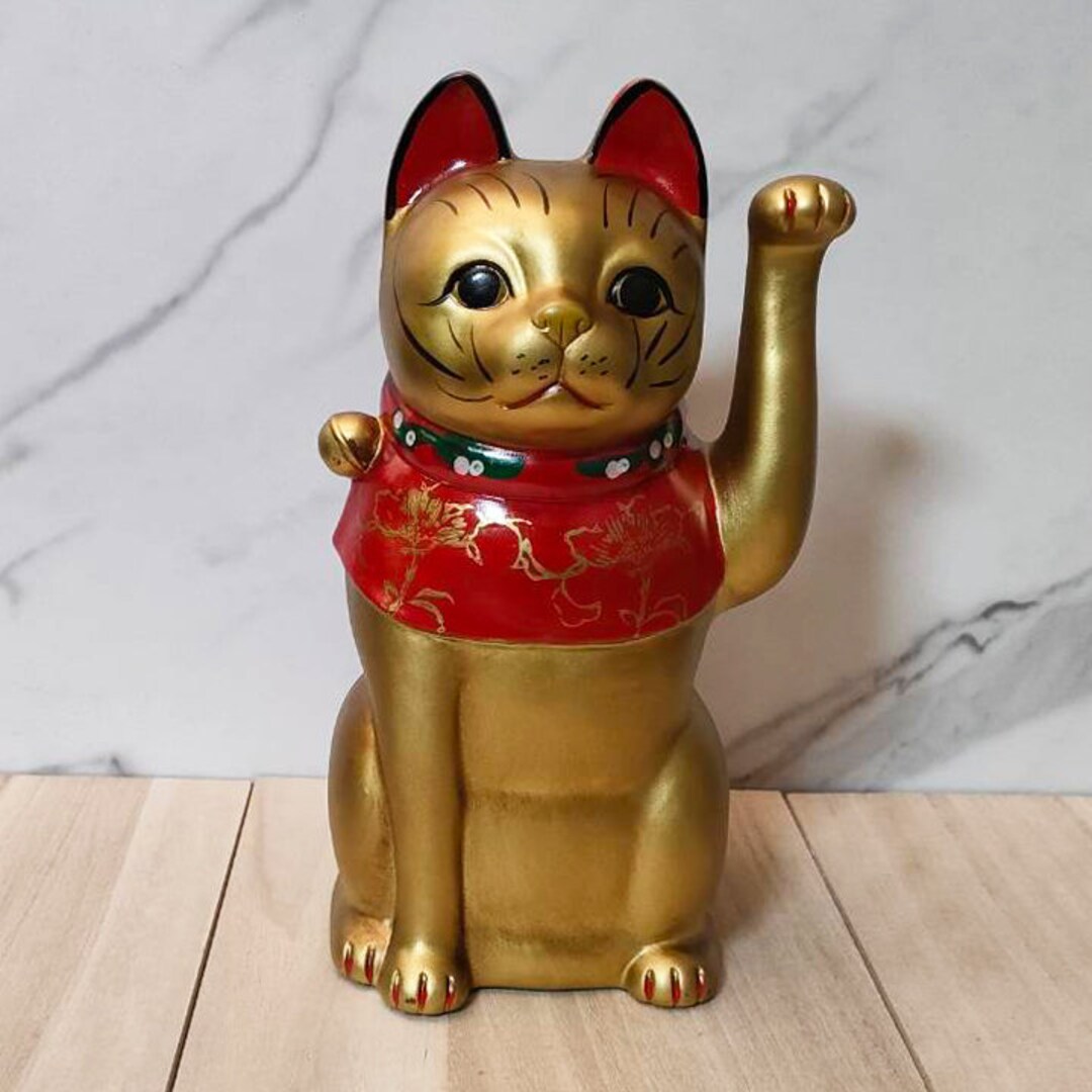Seto Ware MANEKINEKO Gold Beckoning Cat Lucky Cat - Etsy