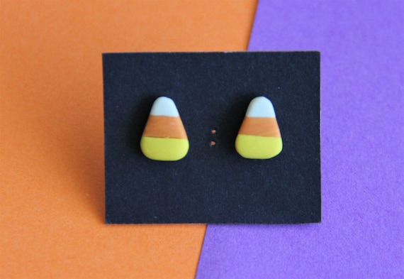 Candy Corn Stud Earrings Clay Candy Corn Stud Earrings Clay | Etsy
