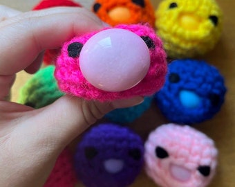 Crochet Stress Squeeze Ball | Sensory Fidget Toy for Kids and Adults | Mini Stress Fluffy Blob ...