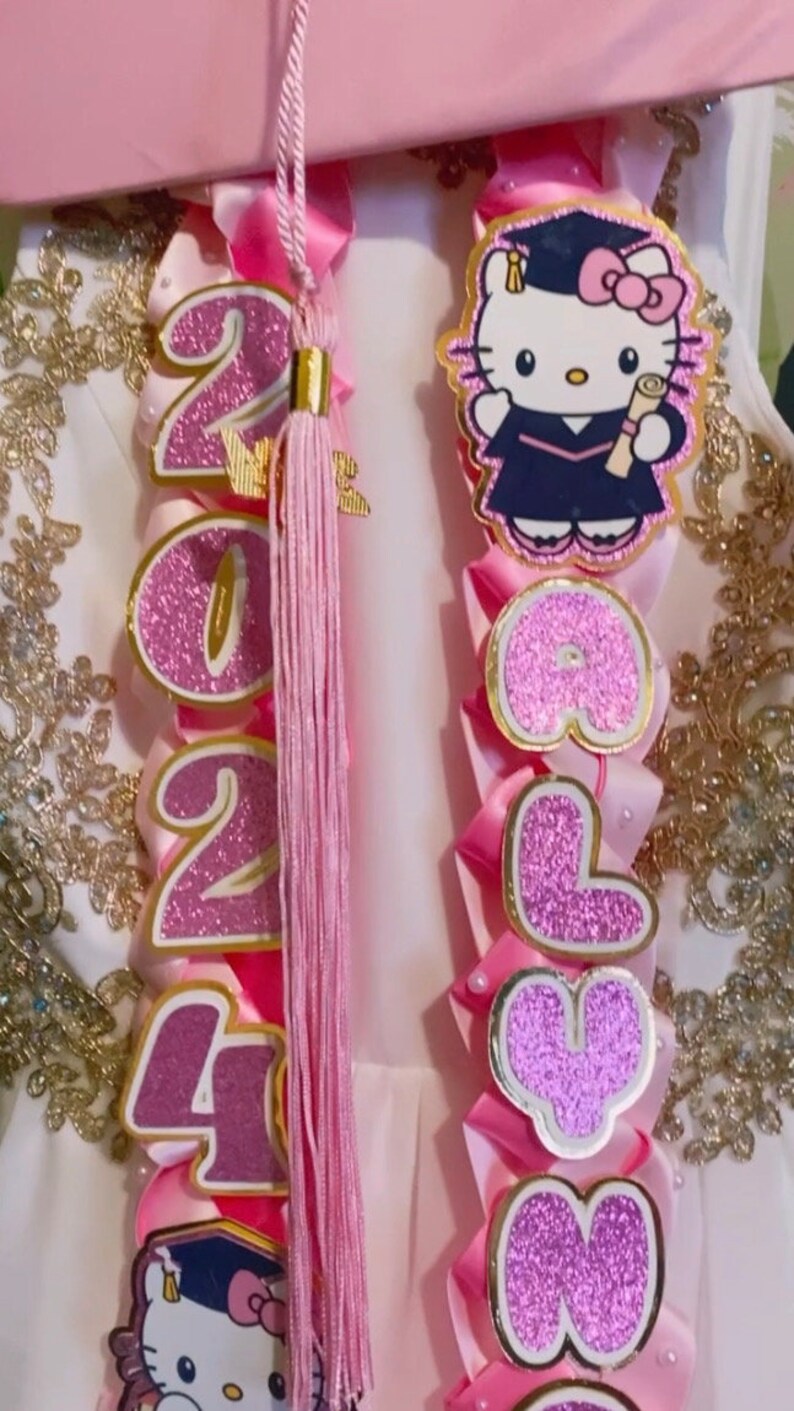 Coquette Hello Kitty Inspired Graduation Ribbon Lei Necklace ...