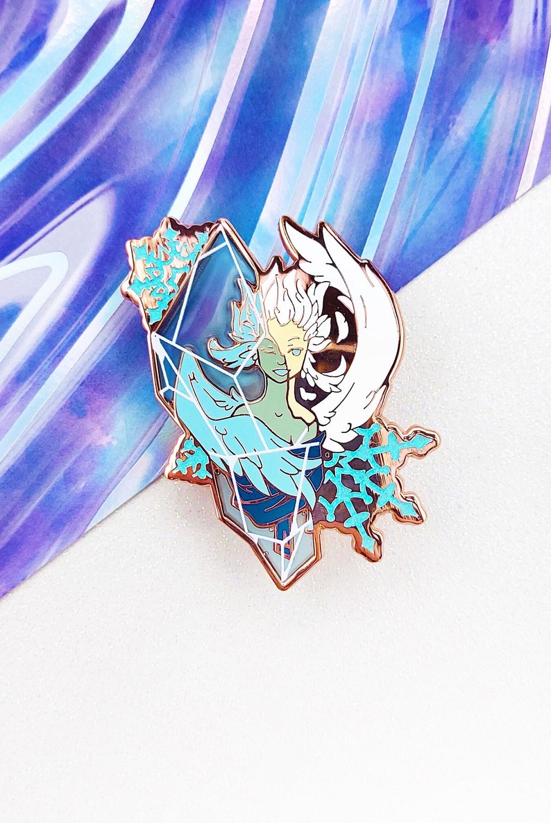 Angel of Ice — Hard Enamel Crystal Pin — Elemental Angels - Etsy