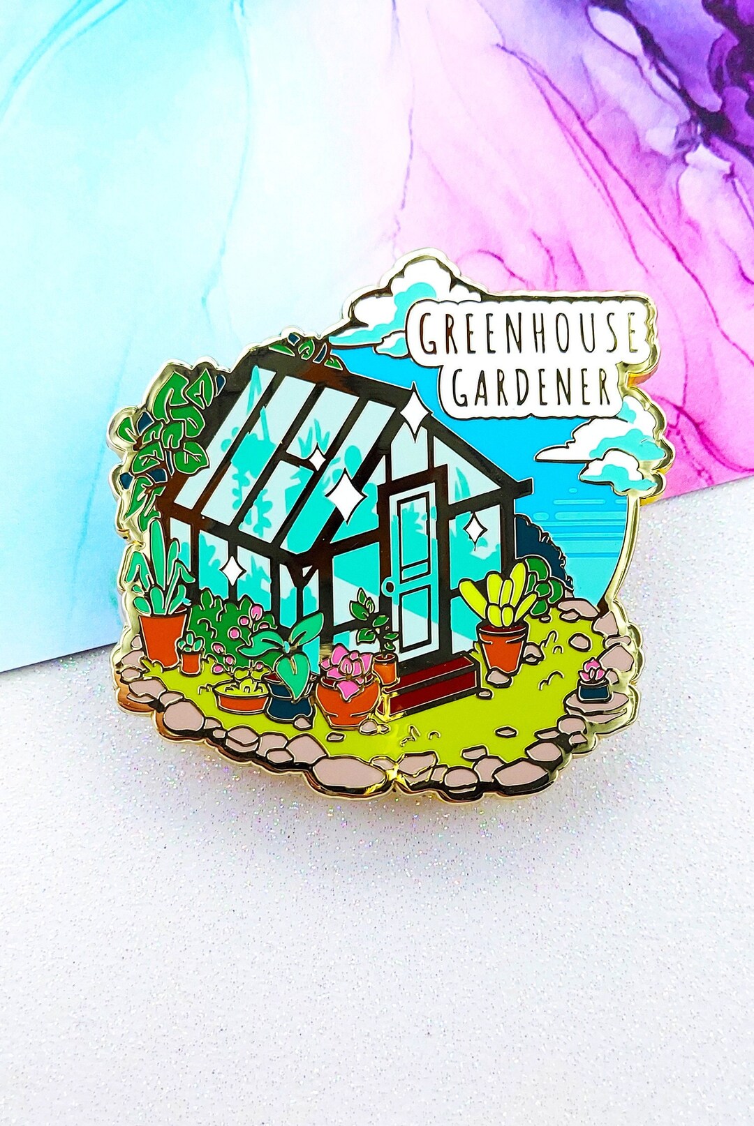 Greenhouse Gardener — Hard Enamel Garden Pin — Plantastic Pals Plant ...