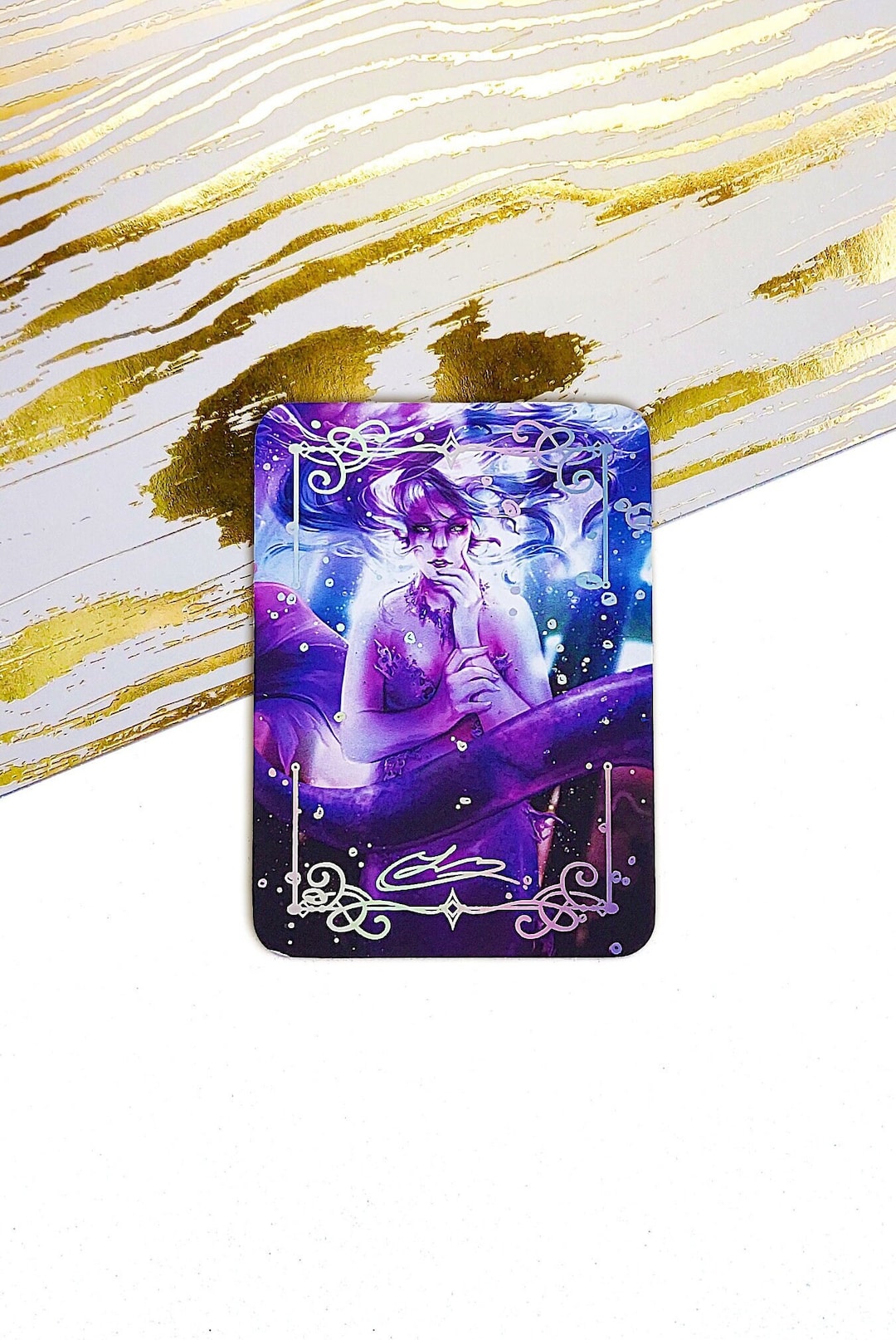 Collectible Token Card Foil Mermaid Original Fantasy Character Painting ...