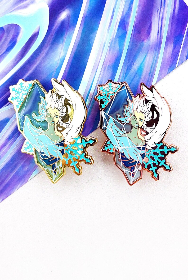 Angel of Ice — Hard Enamel Crystal Pin — Elemental Angels - Etsy