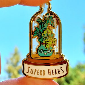 Superb Herbs — Hard Enamel Glass Pin — Plantastic Pals Plant Pin ...