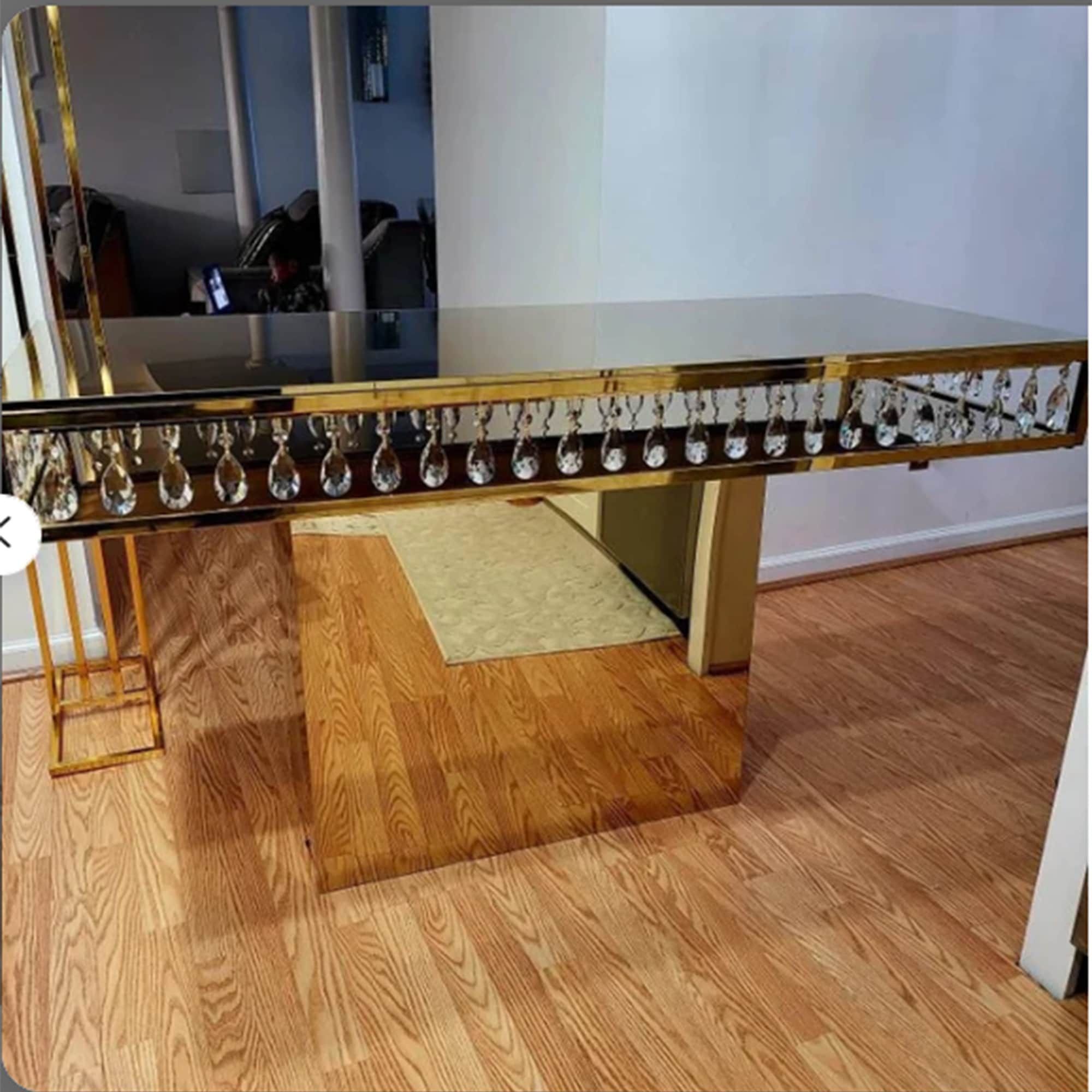 Gold Crystal Dining Table Mirrored Crystal Table Wedding Bride - Etsy