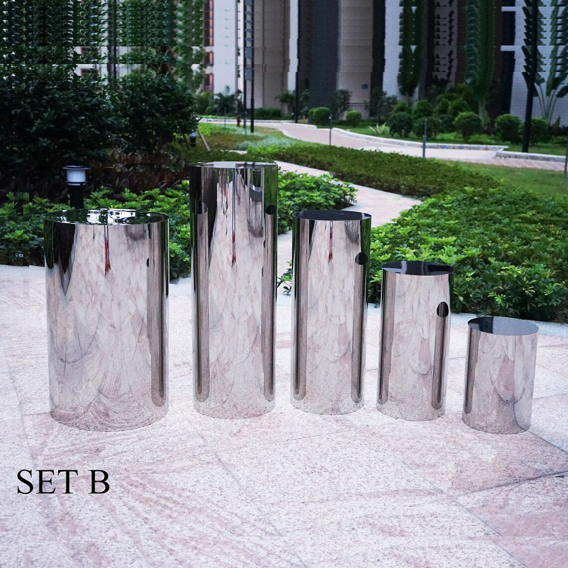 Large Size Pedestal Silver Cylinder Plinth Table for Wedding - Etsy