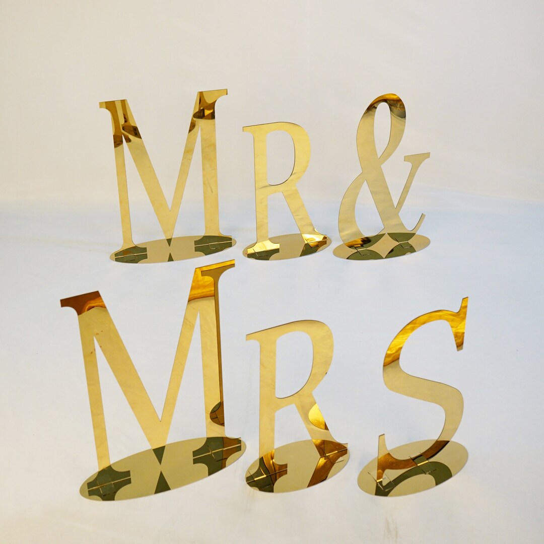 MR & MRS Letter Custom Gold Table Sign Wedding Table Sign Mirrored Sign ...