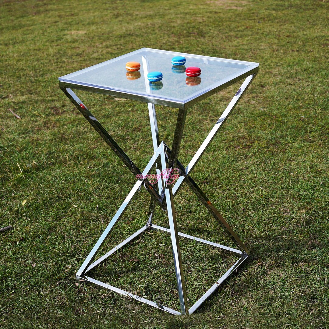 Chrome Geometric Cake Table Side Table Party Event Cake Display Stand ...