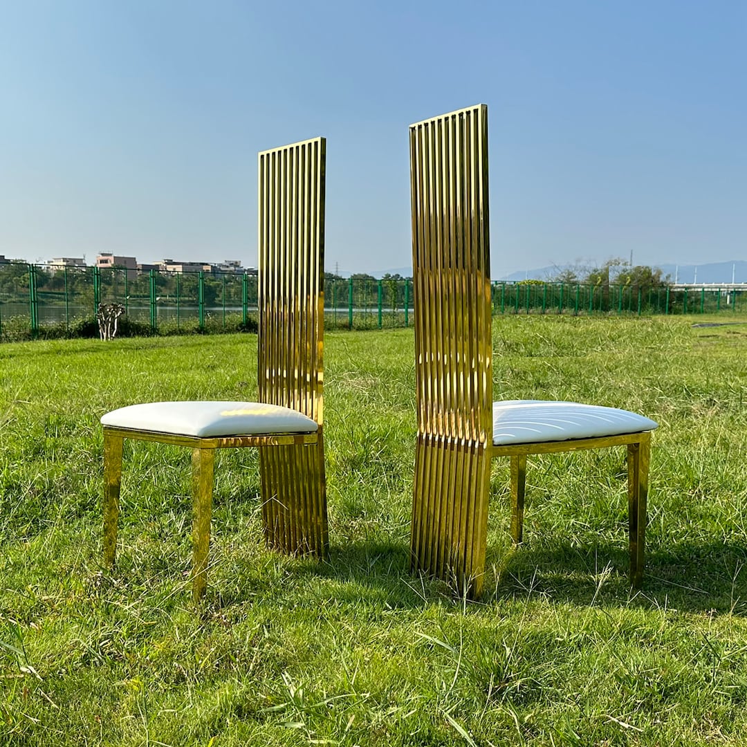 Gold High Back Chair Stainless Steel Chair Dining Room Chair Bridal ...