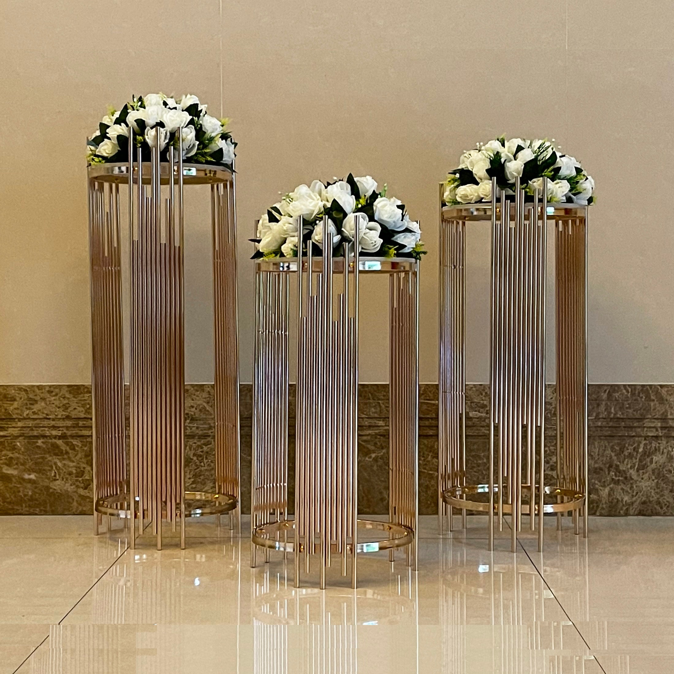 Set of 3 Gold Cake Table Display Pedestal Candy Bar Table - Etsy