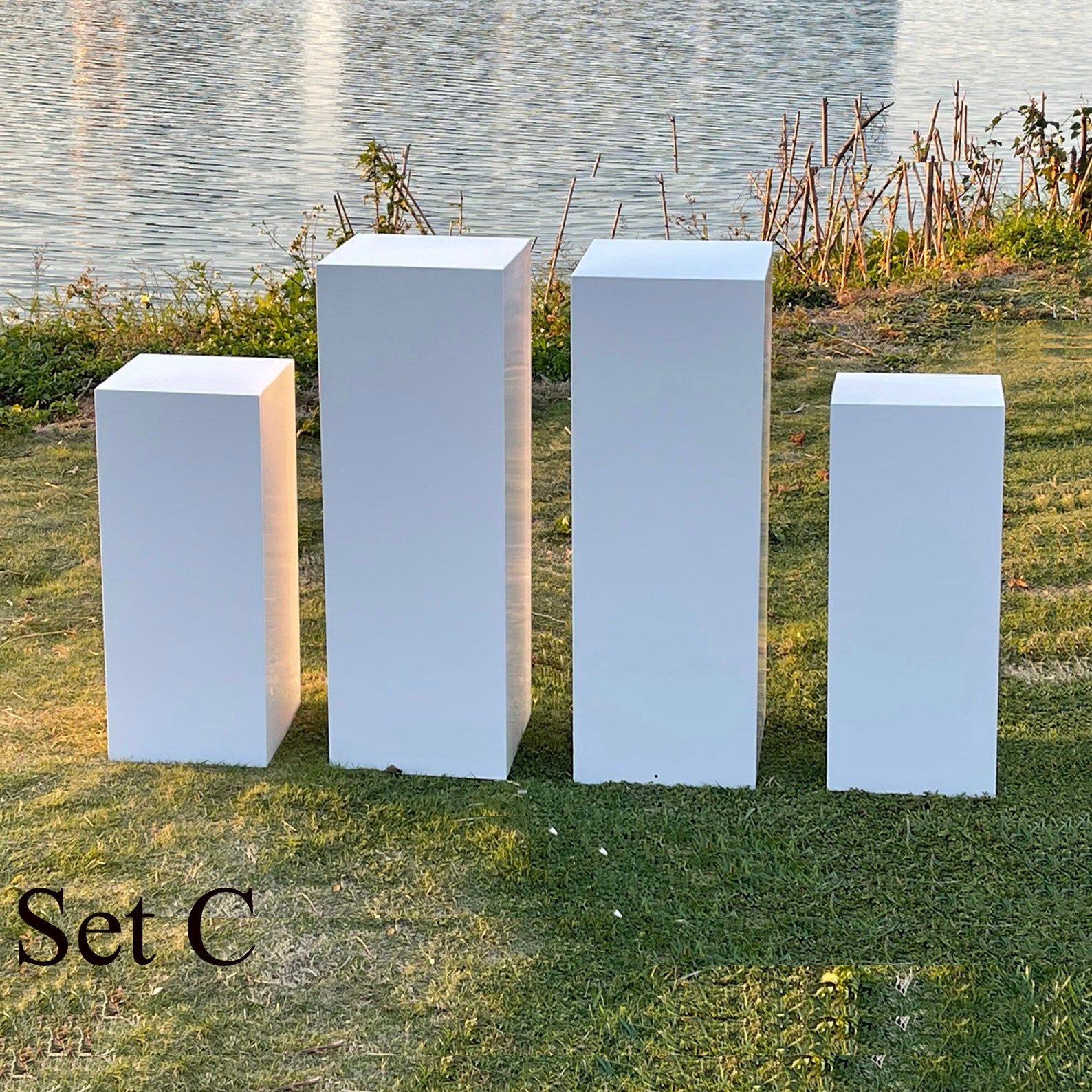 White Pedestal Stand Plinth Table Party Events Dessert Table Wedding ...