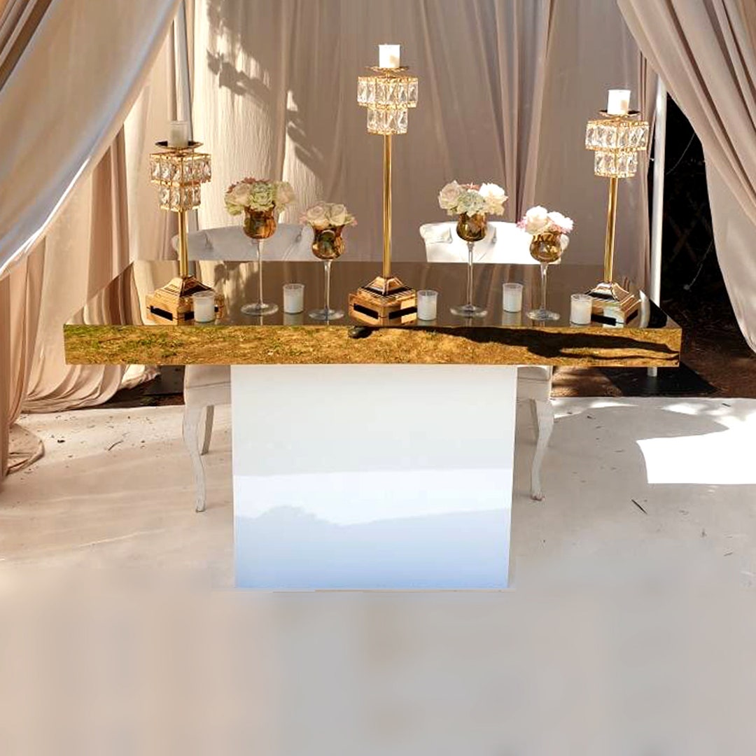 Custom Mirrored Gold Wedding Table Pedestal: Bridal Shower Decor - Etsy