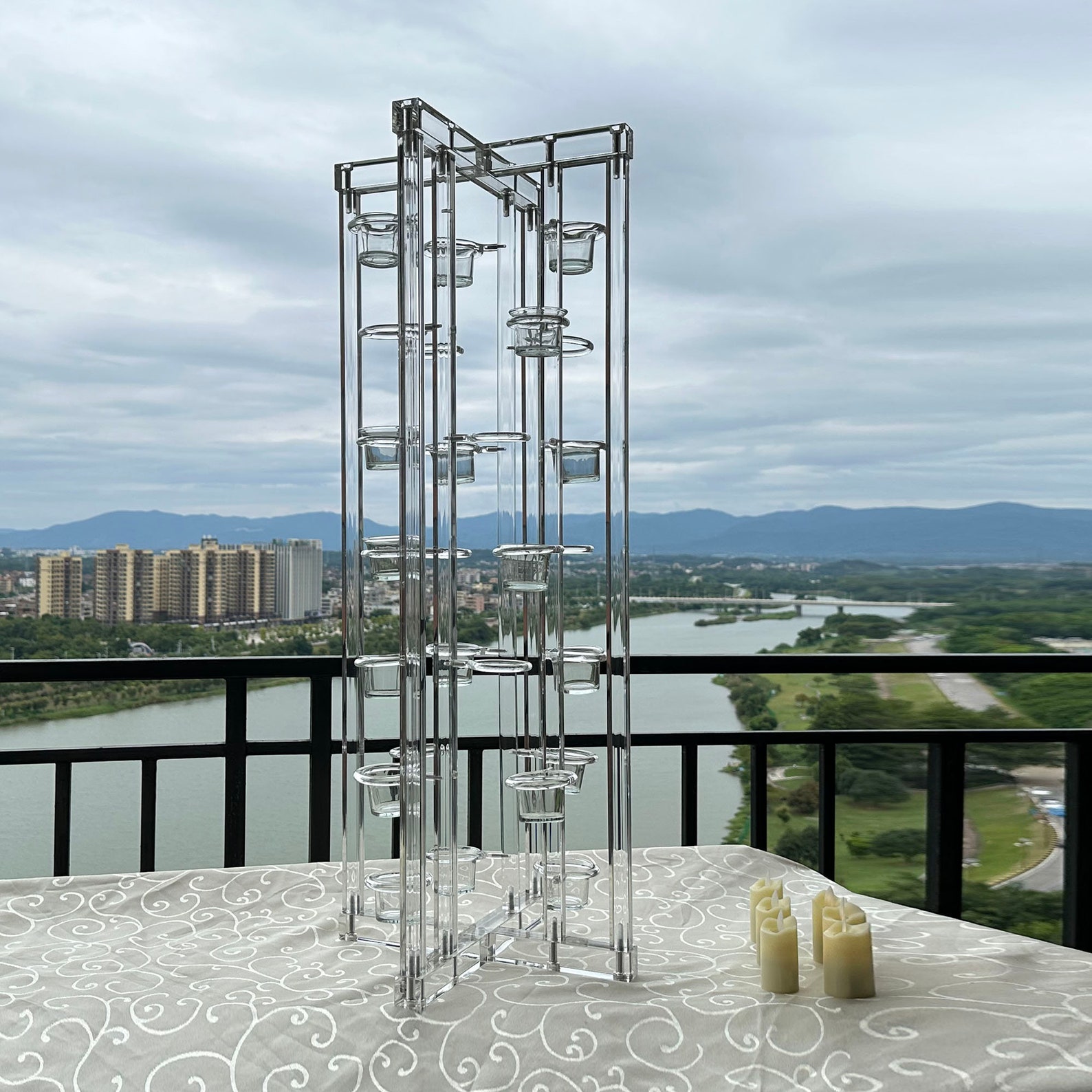 Custom Tall Clear Acrylic Candelabra: Wedding Centerpiece Candle Stand ...
