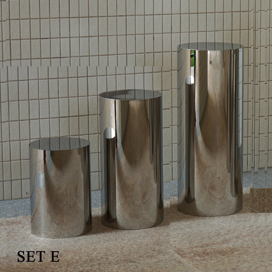 Large Size Pedestal Silver Cylinder Plinth Table for Wedding - Etsy