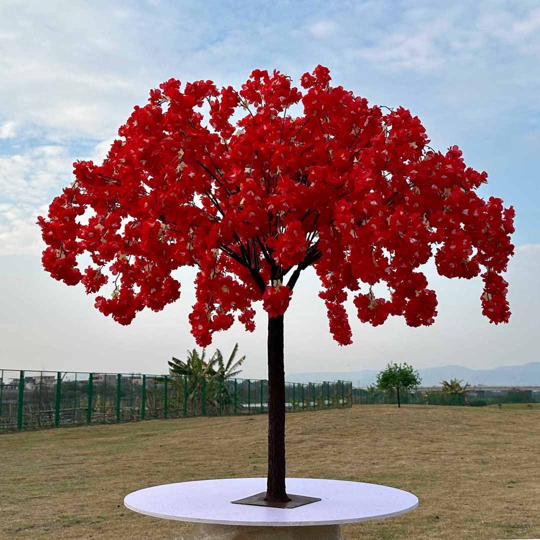 Lush Red Cherry Blossom Tree Detachable Fake Tree Artificial Silk ...