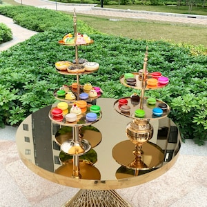 Custom Gold Pedestal Wedding Cake Table for Party Event Planning Cake ...