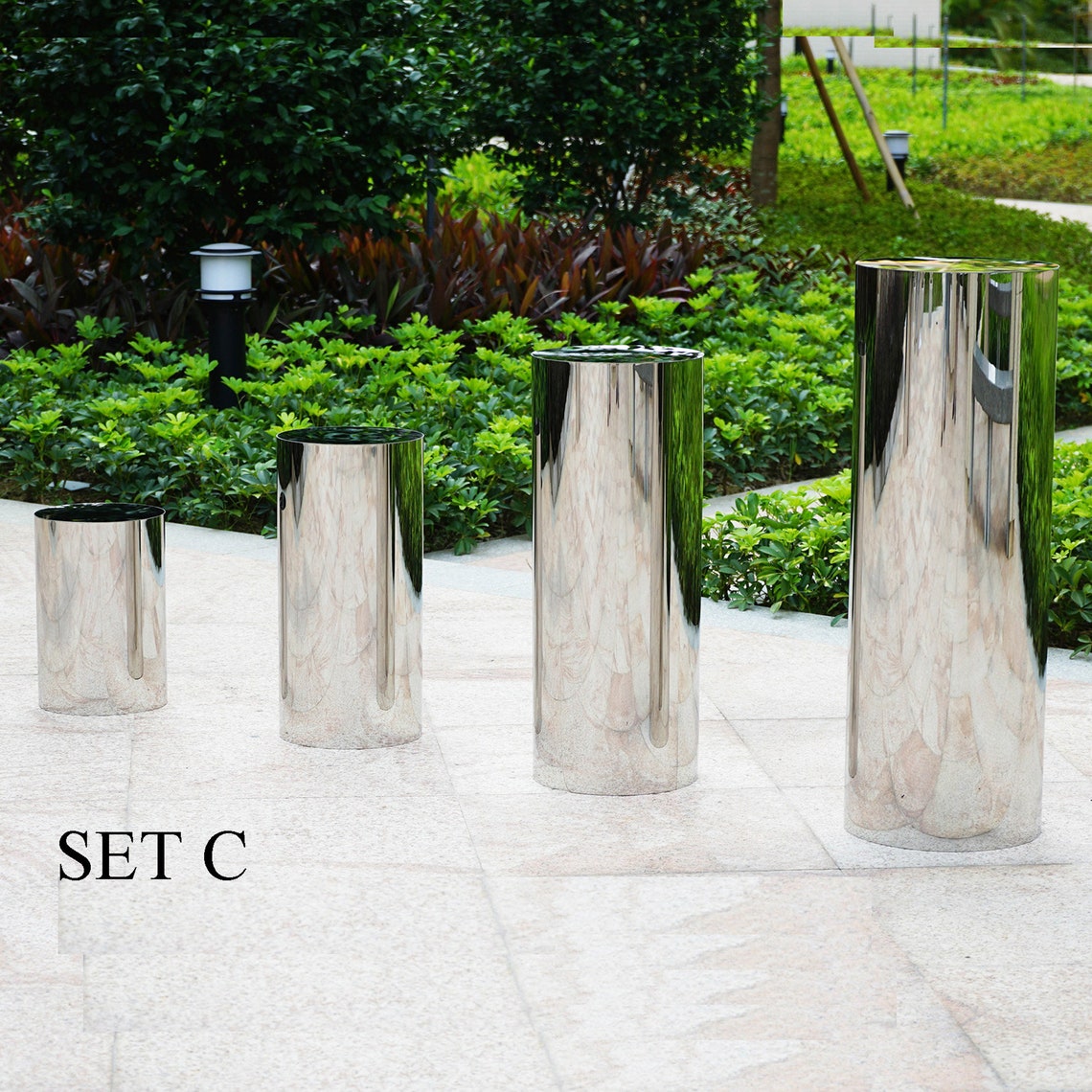 Large Size Pedestal Silver Cylinder Plinth Table for Wedding - Etsy