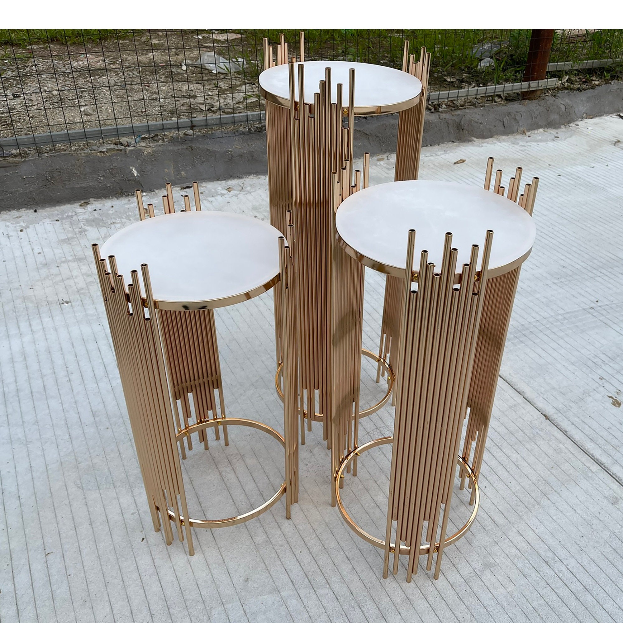 Set of 3 Gold Cake Table Display Pedestal Candy Bar Table - Etsy