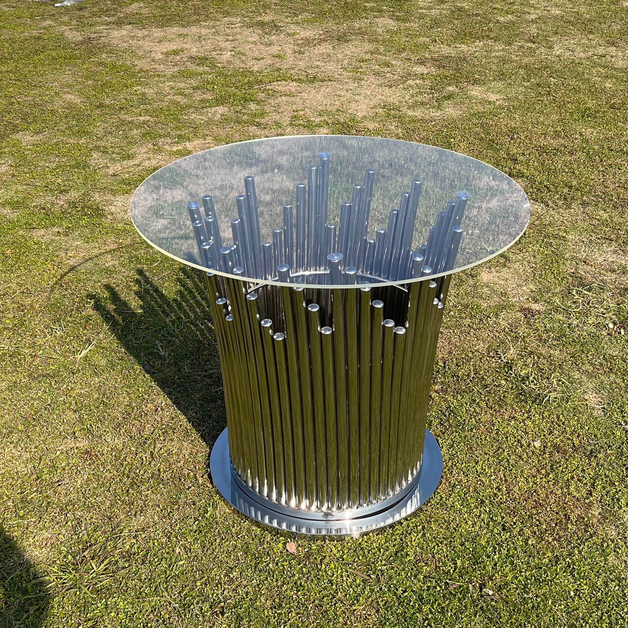 Silver Cake Table Sunflower Round Table Cylinder Pedestal - Etsy