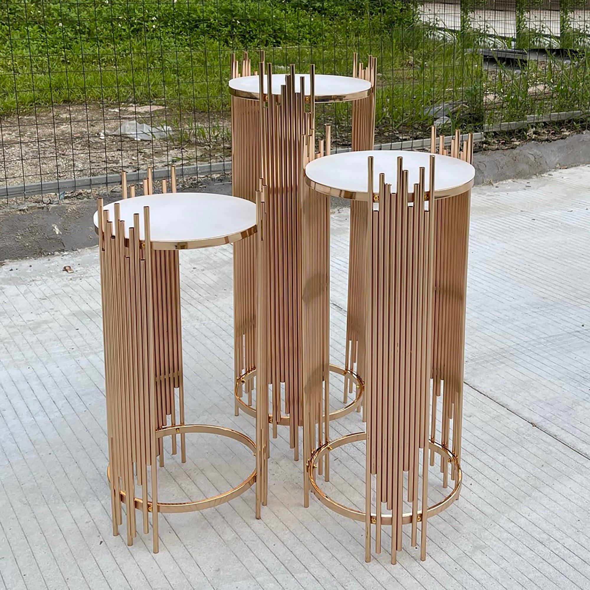 Set of 3 Gold Cake Table Display Pedestal Candy Bar Table - Etsy