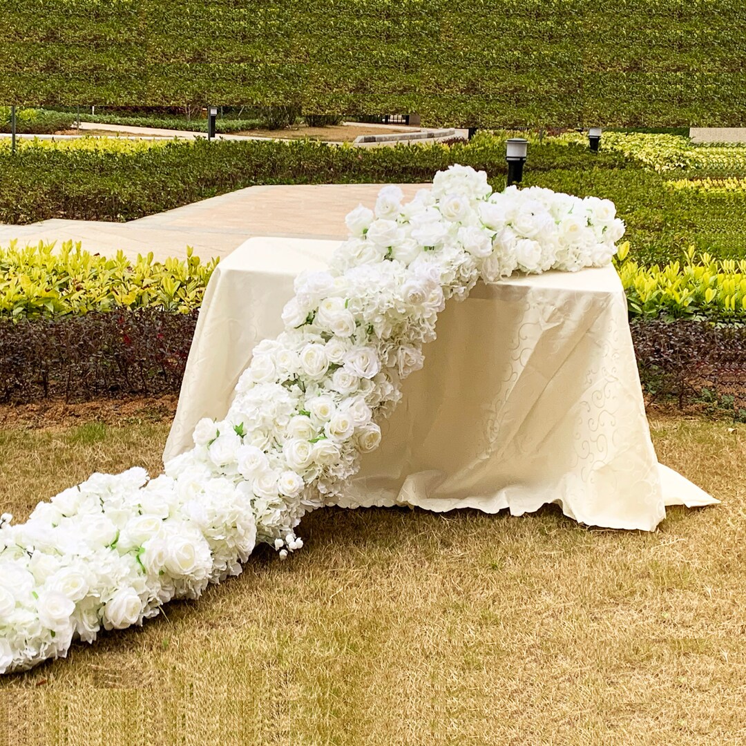 Rose 3D Flower Table Runner Events Table Centerpiece Hydrangea White ...