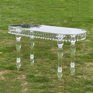 Clear Acrylic Oval Ghost Table Crystal Table Detachable Dining Table ...