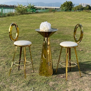 Gold Drink Bar Table and Bar Stools Set for Party Events Planning ...