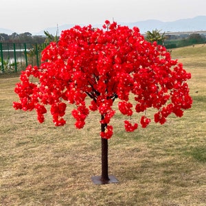 Lush Red Cherry Blossom Tree Detachable Fake Tree Artificial Silk ...