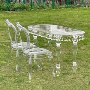 Clear Acrylic Oval Ghost Table Crystal Table Detachable Dining Table ...