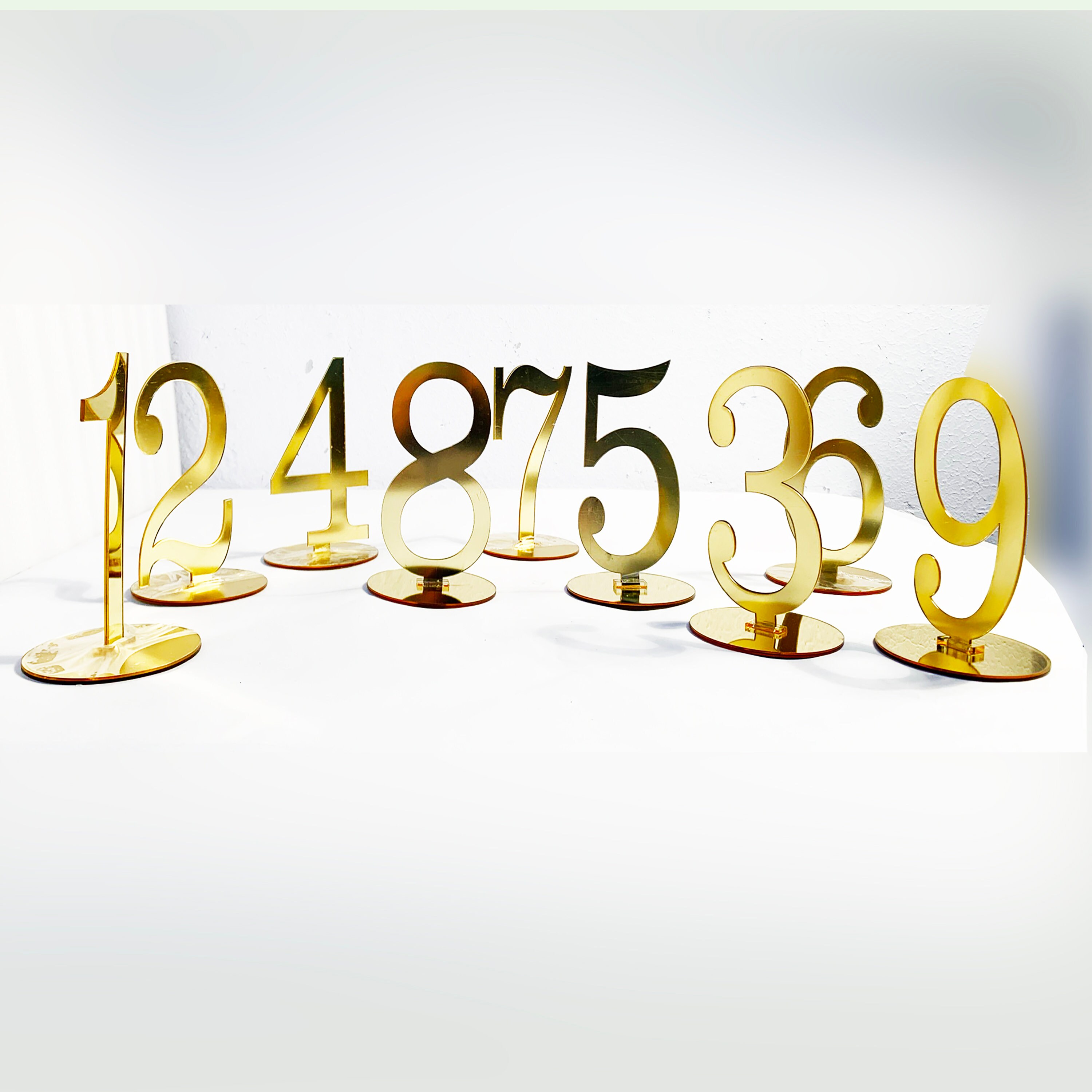 Gold Table Sign Mirrored Number Sign for Wedding Reception - Etsy