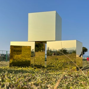 Gold Mirror Cube Box Riser Plinth Stand Pillar Wedding Event Planning ...