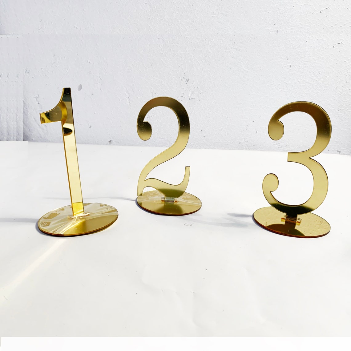 Gold Table Sign Mirrored Number Sign for Wedding Reception | Etsy