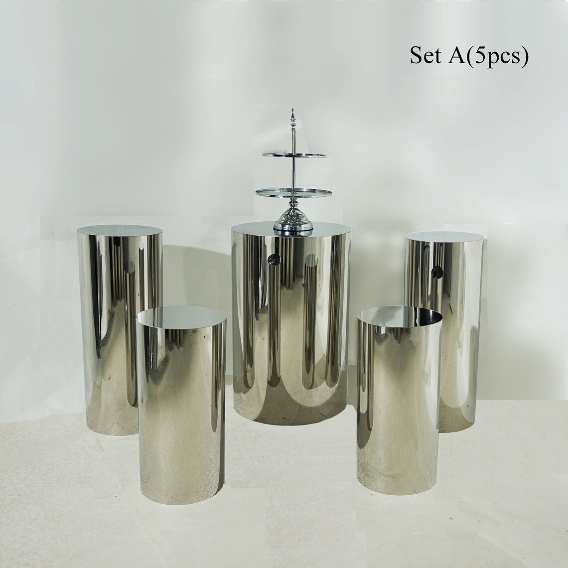 Large Size Pedestal Silver Cylinder Plinth Table for Wedding - Etsy